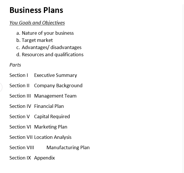 Business Plan Outline – New Creative Solution